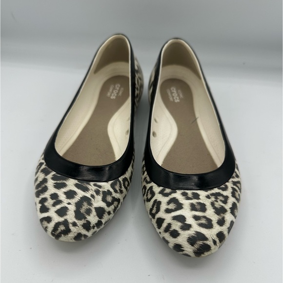 CROCS | Shoes | Crocs Womens Ballet Flats Shoes Leopard Print Slip On ...